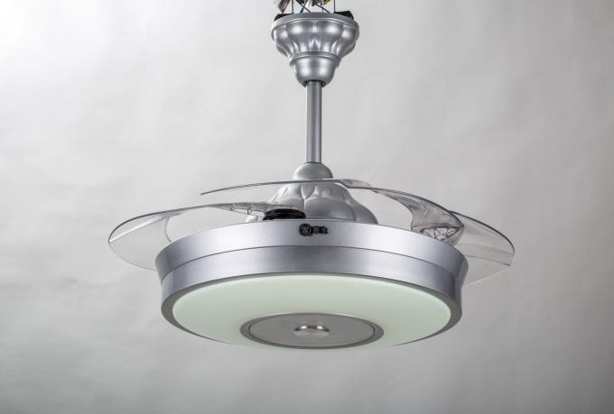 6000K 3600lm Fancy Ceiling Fan Lights Silver Collapsible Ceiling Fan ...